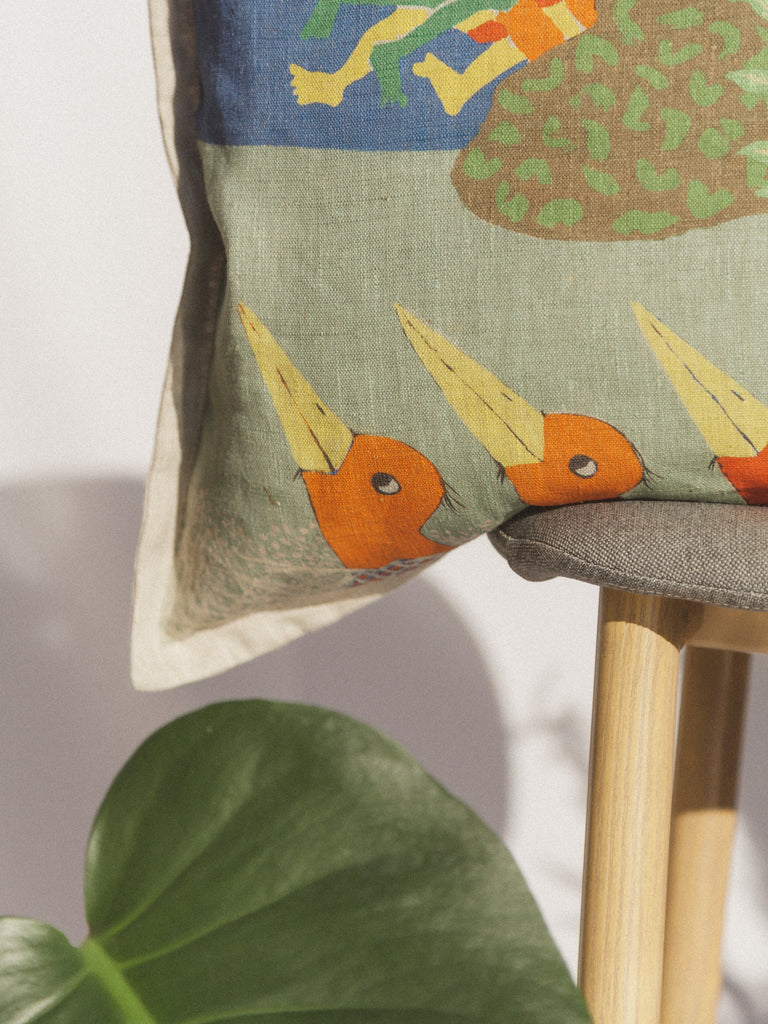 Ten People in a Mopipi Tree - Linen Cushion Cover – Walter Battiss